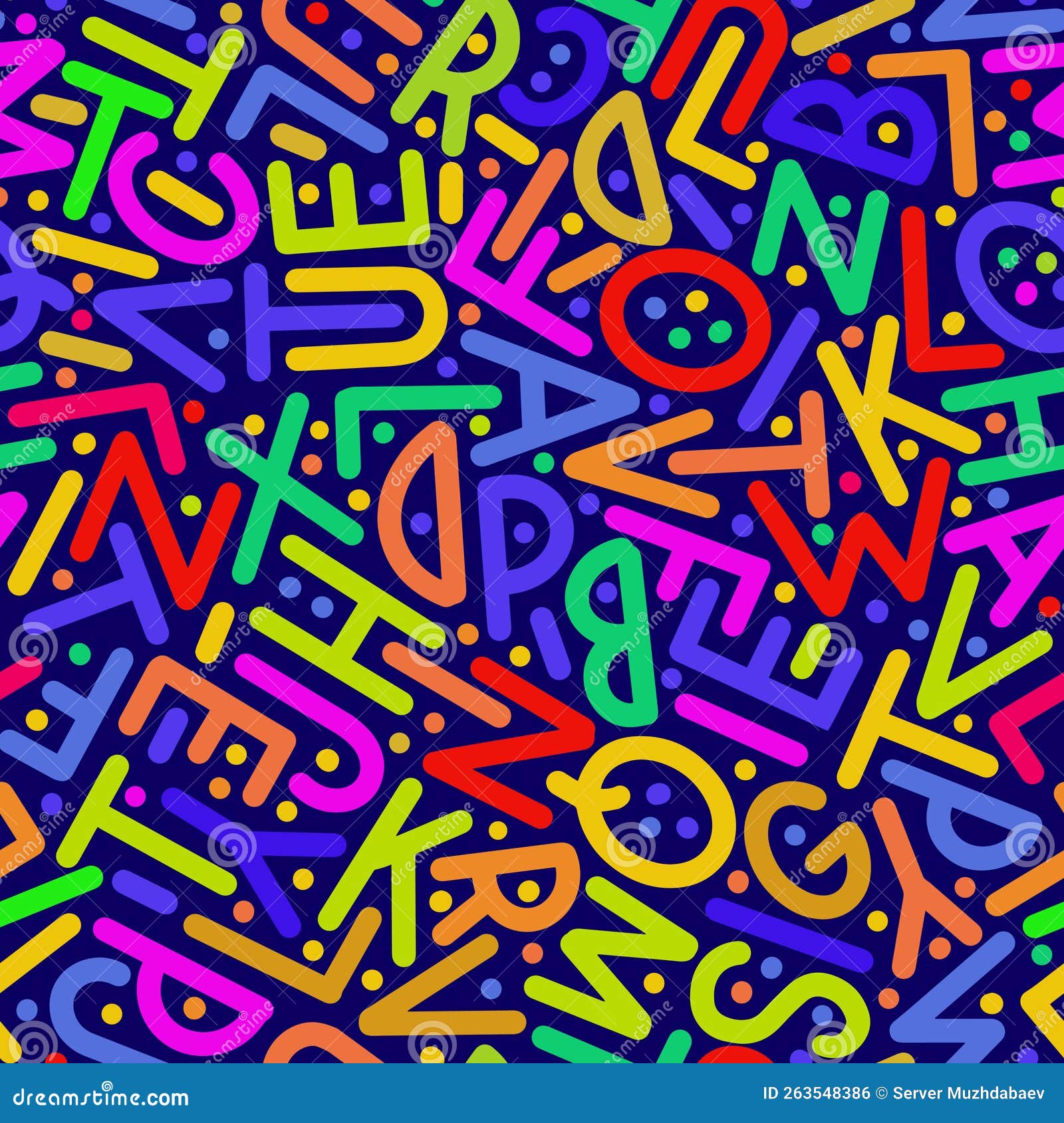 Bright Random Pattern of Latin Letters. Vector Illustration Stock ...