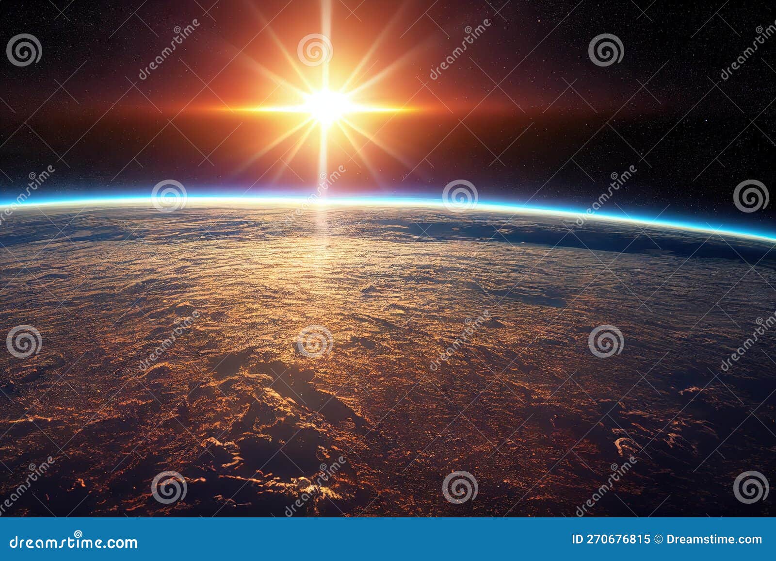 A Bright Ray of Sun Illuminates Planet& X27;s Orbit. Stock Illustration ...