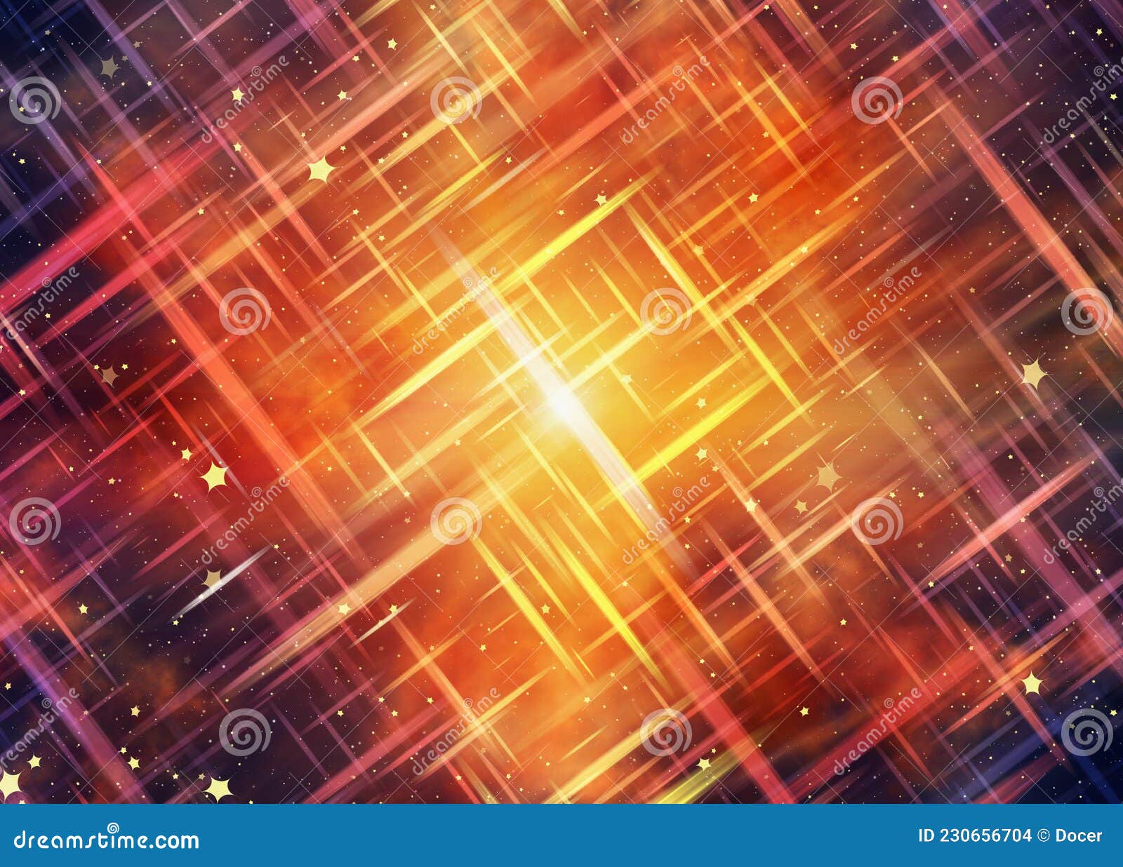 Bright Rays of Light on the Background of Cosmic Stars Stock ...