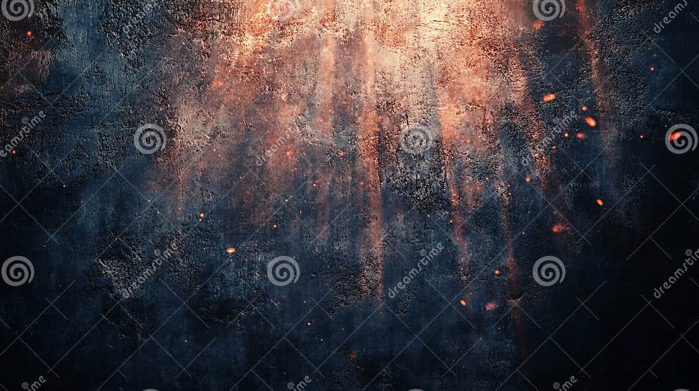 Sunlight Rays Illuminating a Textured Wall with Glowing Particles in a ...