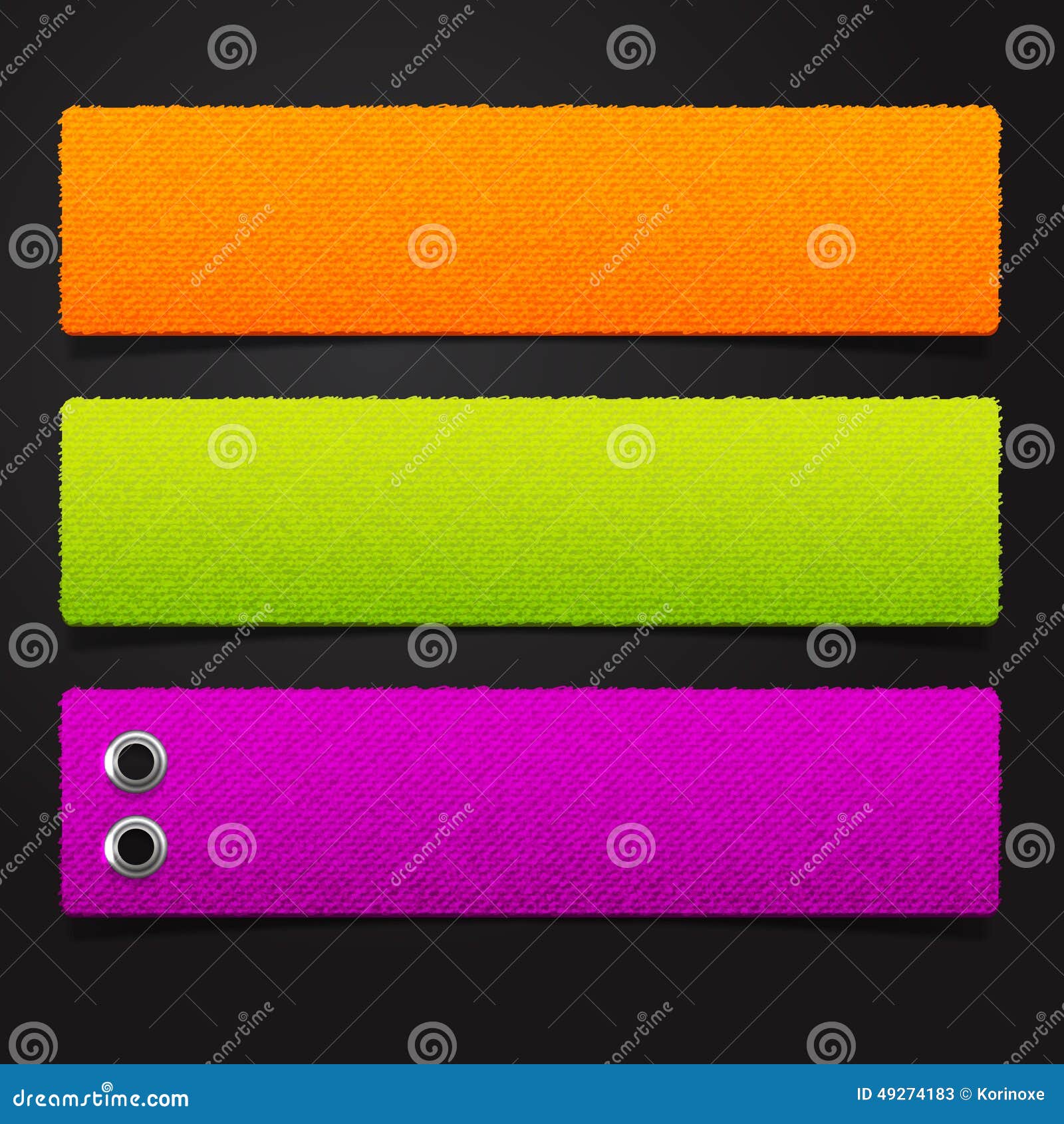 Bright Realistic Fabric Texture Banner Set Stock Vector - Illustration ...