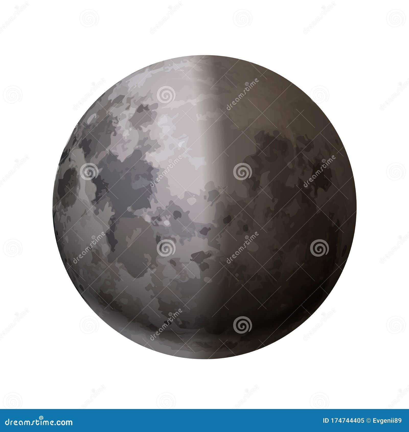Bright Realistic Moon with Half Shadow on White Stock Illustration ...