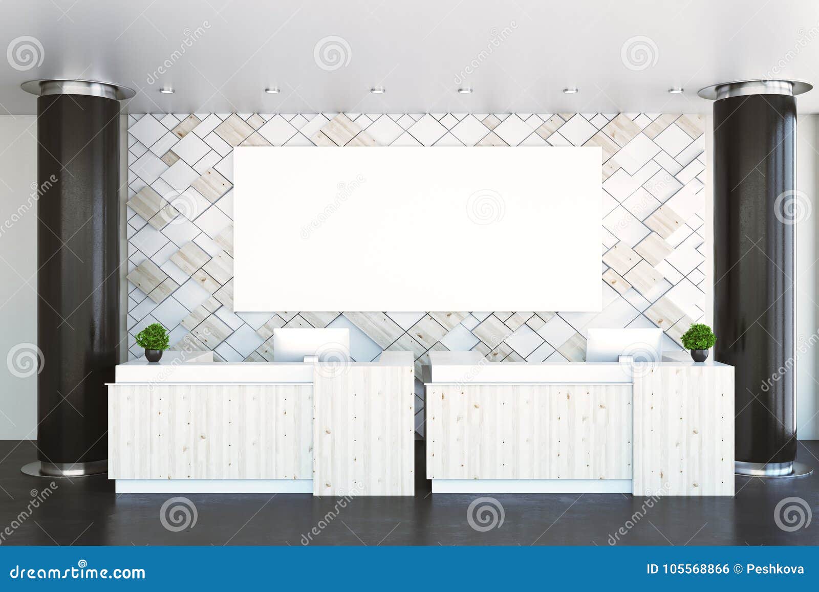 Bright Reception with Empty Banner Stock Illustration - Illustration of ...