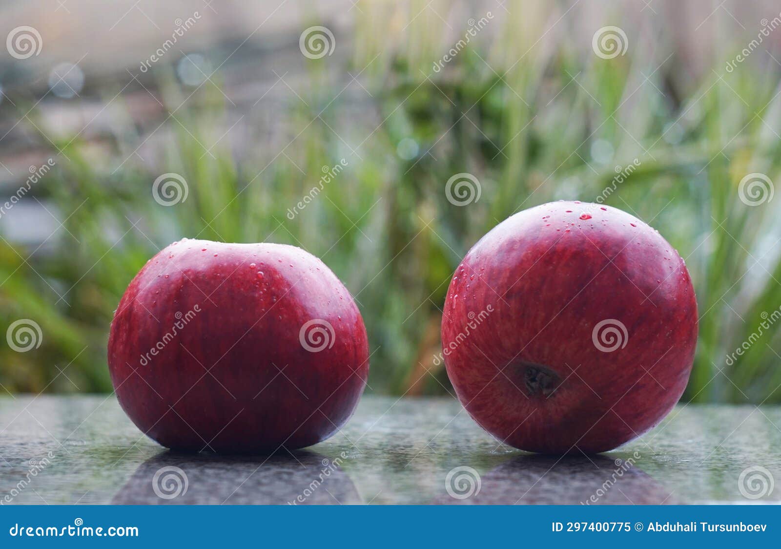 Bright red apple stock image. Image of green, fruit - 297400775