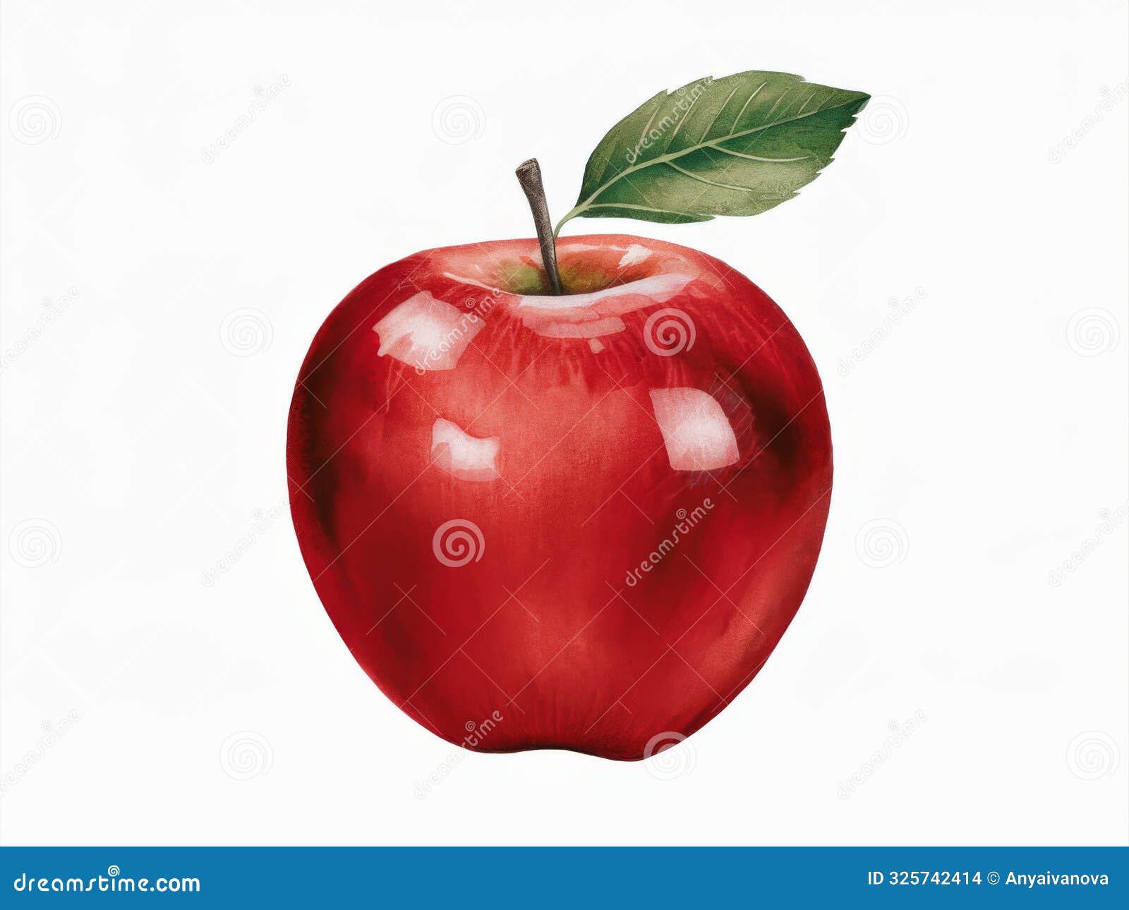 Bright Red Apple with Green Leaf on White Background , Fresh and ...