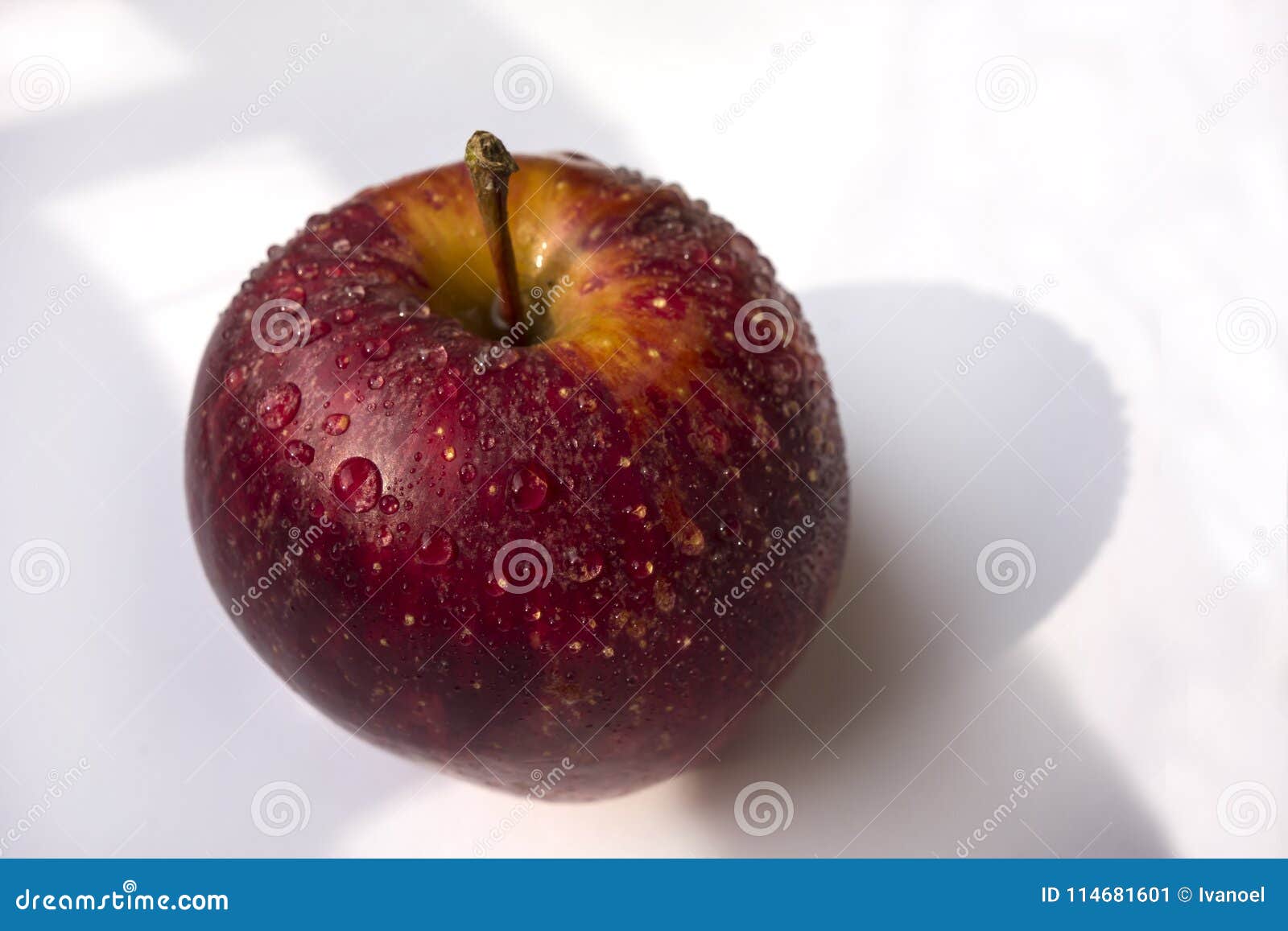 Bright Red Apple with Water Drops Stock Image - Image of natural ...