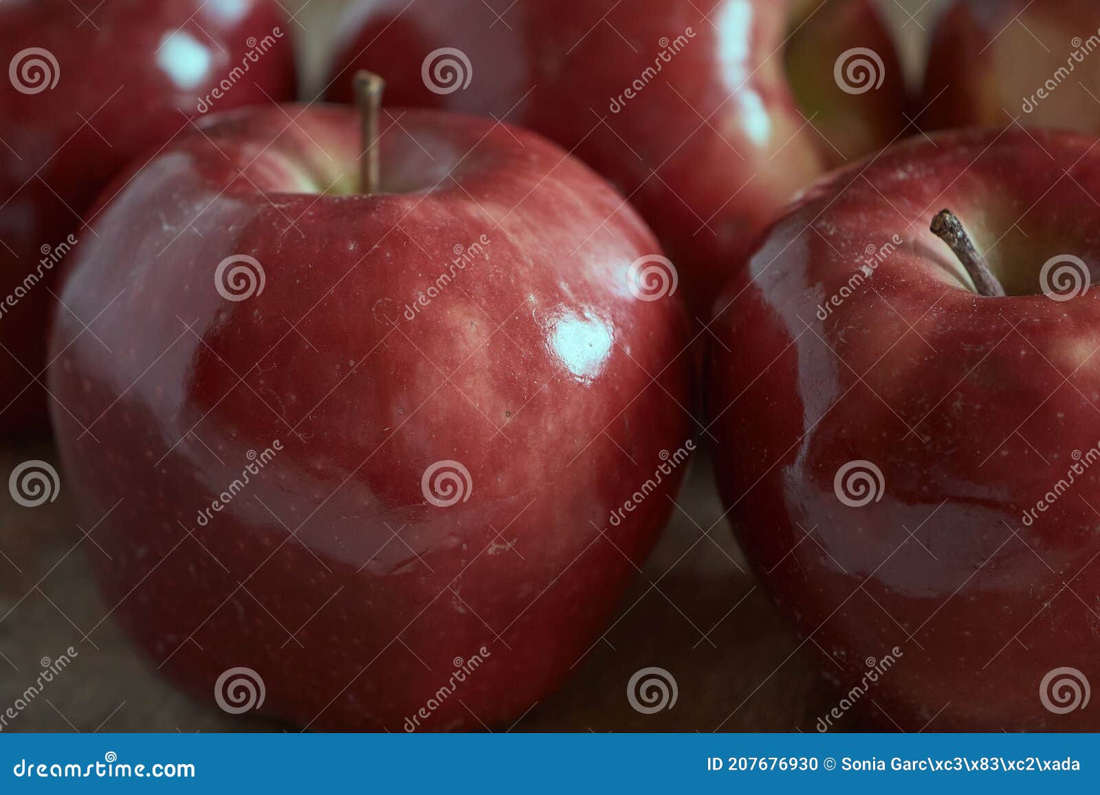 Bright Red Apples on a Dark Table Stock Photo - Image of fruit ...