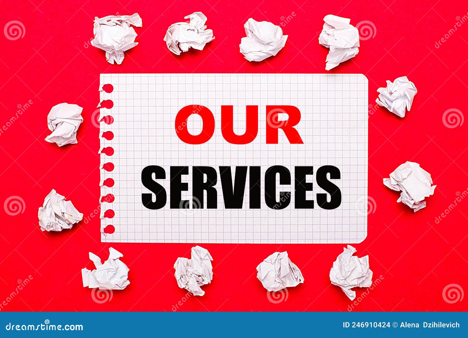 On a Bright Red Background, White Crumpled Sheets of Paper and a Sheet ...