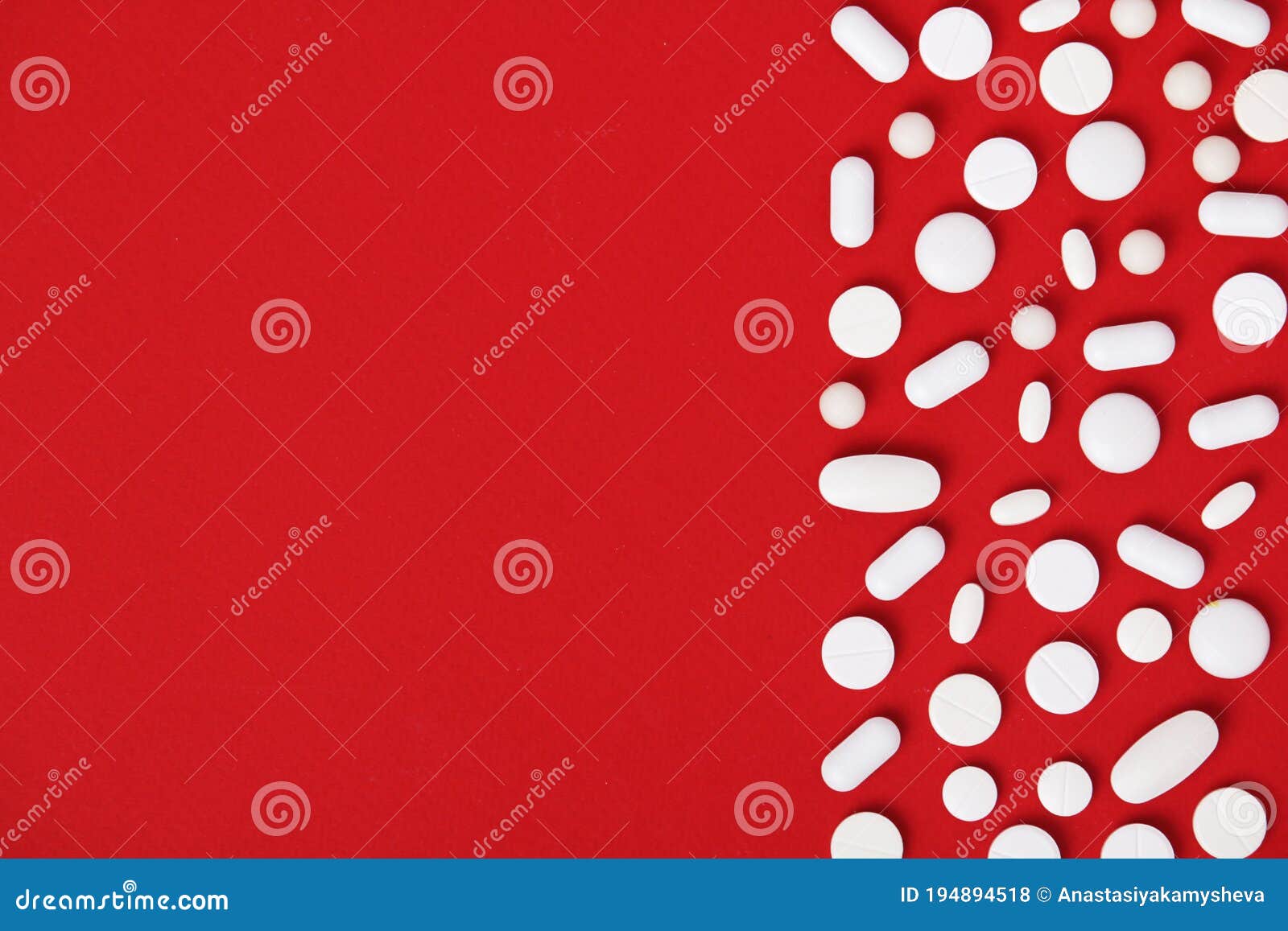 Bright Red Background with White Medicine Tablets Stock Photo - Image ...