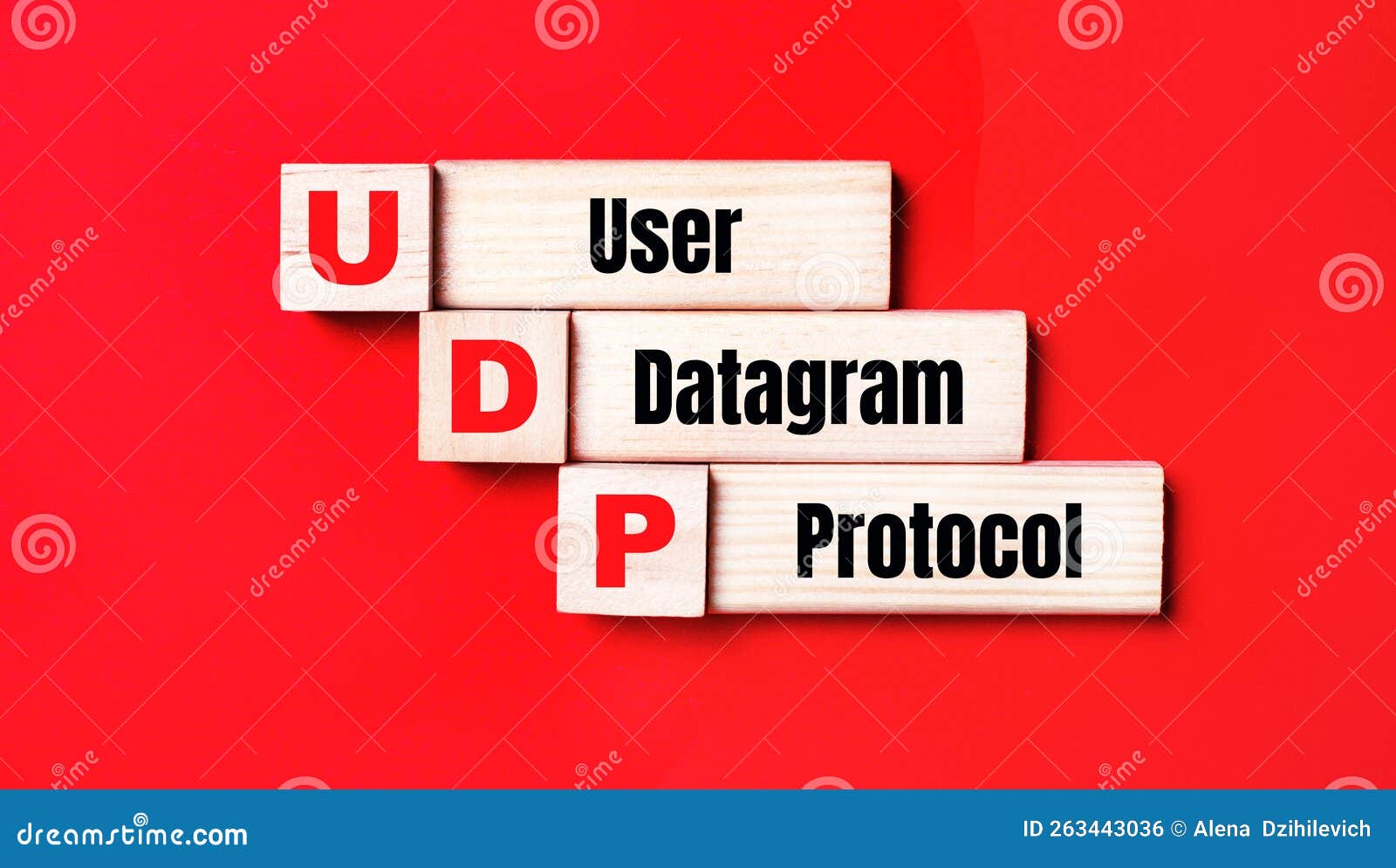 On a Bright Red Background, Wooden Cubes and Blocks with the Text UDP ...