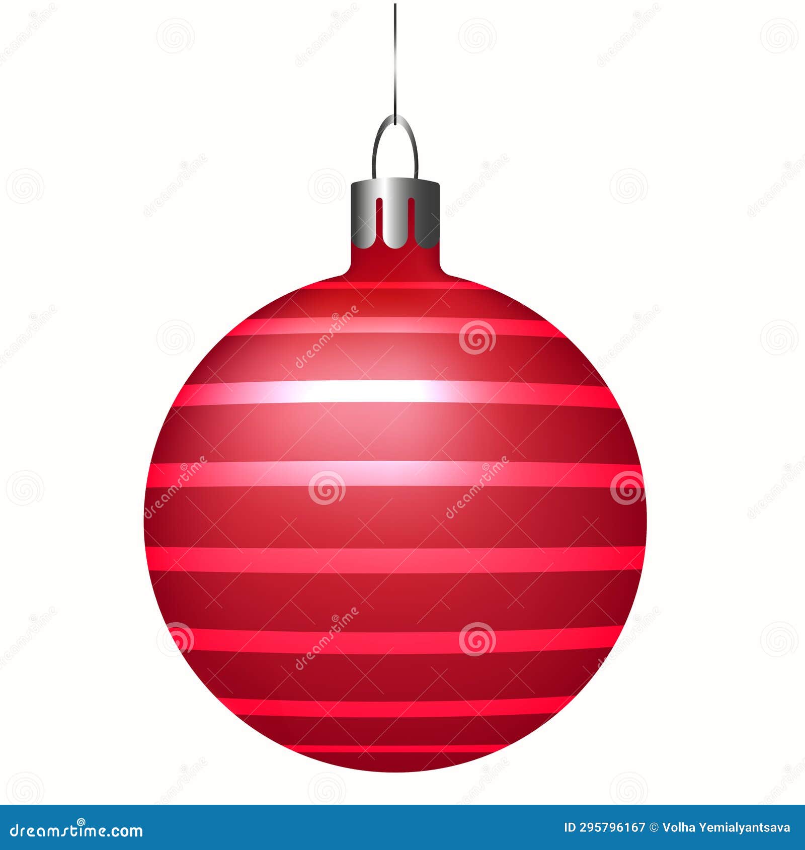 Bright Red Ball with White Stripes for Christmas Tree Decoration ...