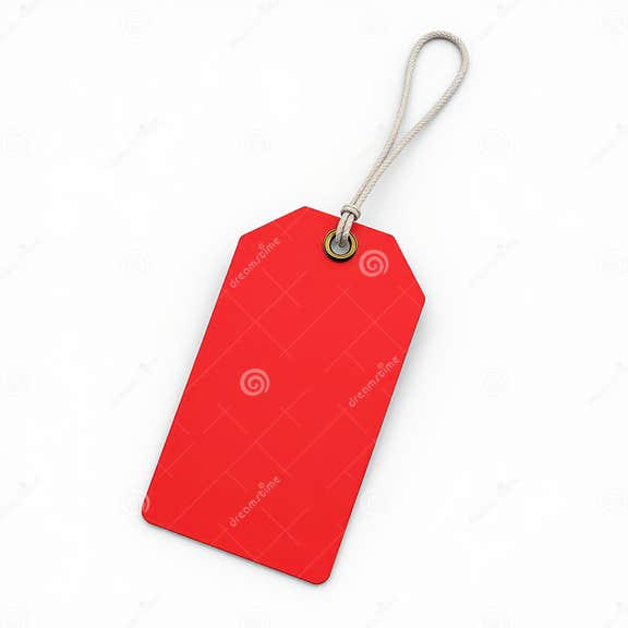 Bright Red Blank Price Tag with a String Isolated on a White Background ...
