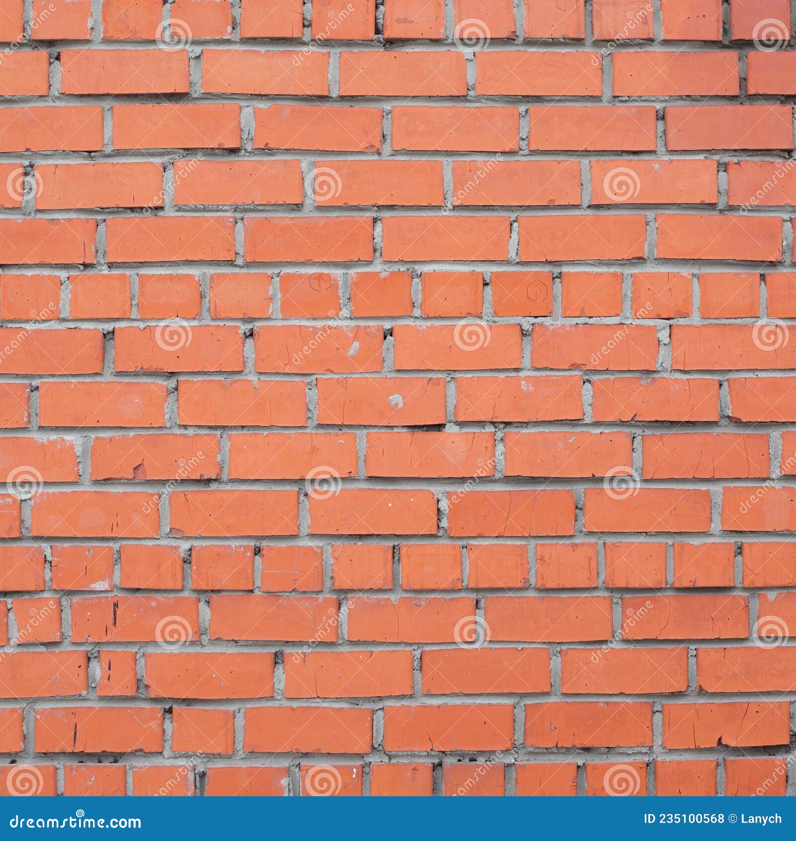 Bright Red Brick Wall Made of Little Bricks Closeup Stock Photo - Image ...