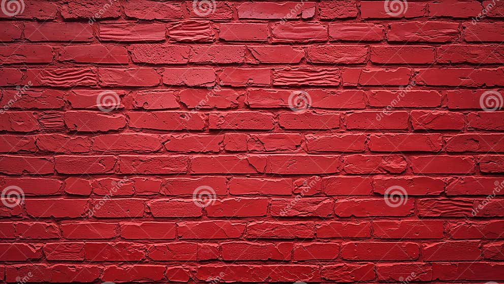 Vibrant Red Brick Wall with Textured Surface Stock Illustration ...