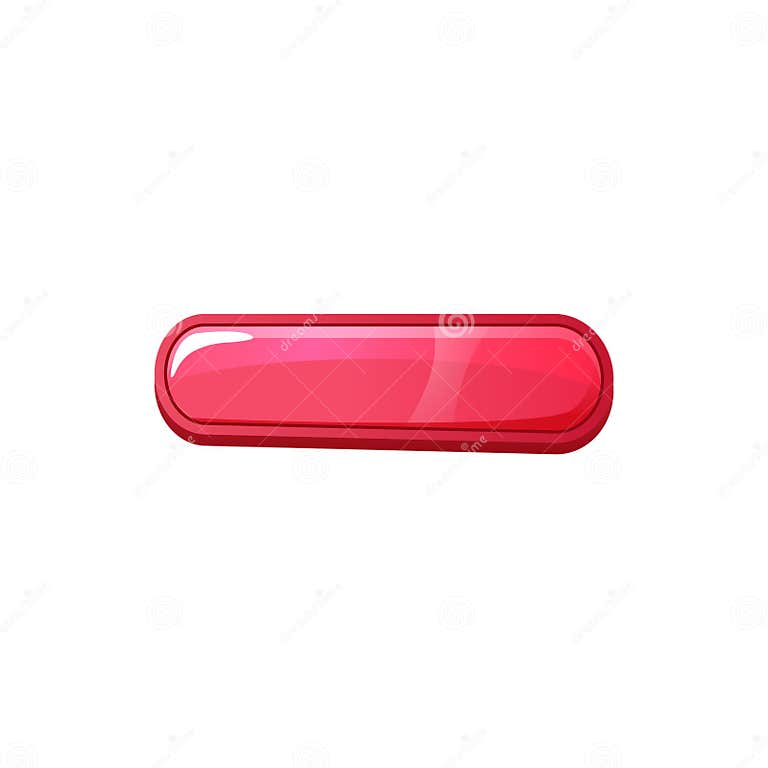 Bright Red Button for Game or Application Flat Style Stock Illustration ...