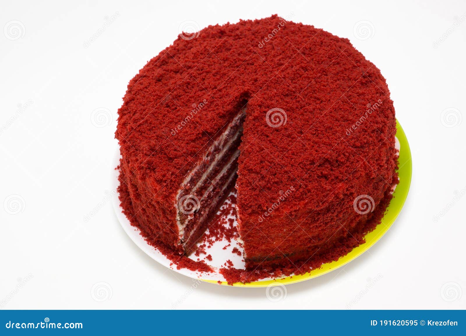 Bright Red Cake Called Red Velvet Stock Image - Image of plate, icing ...