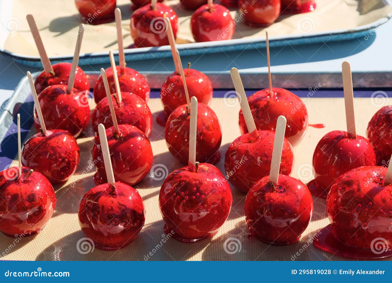 Shiny Bright Red Candy Apples Stock Photo - Image of berry, strawberry ...