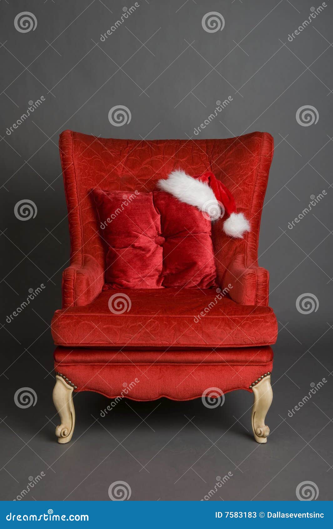 Bright Red Chair with Santa Hat Stock Image - Image of design, comfort ...