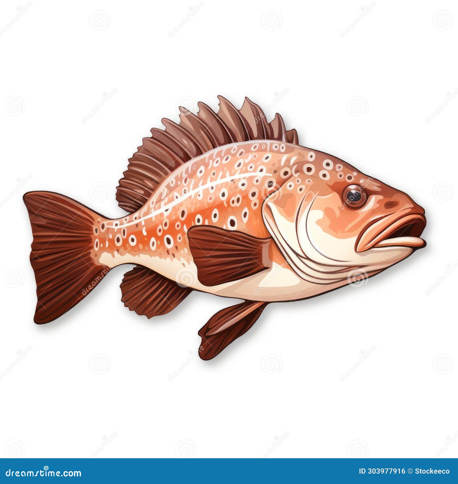Bright Red Cod Fish Vector Illustration on White Background Stock ...