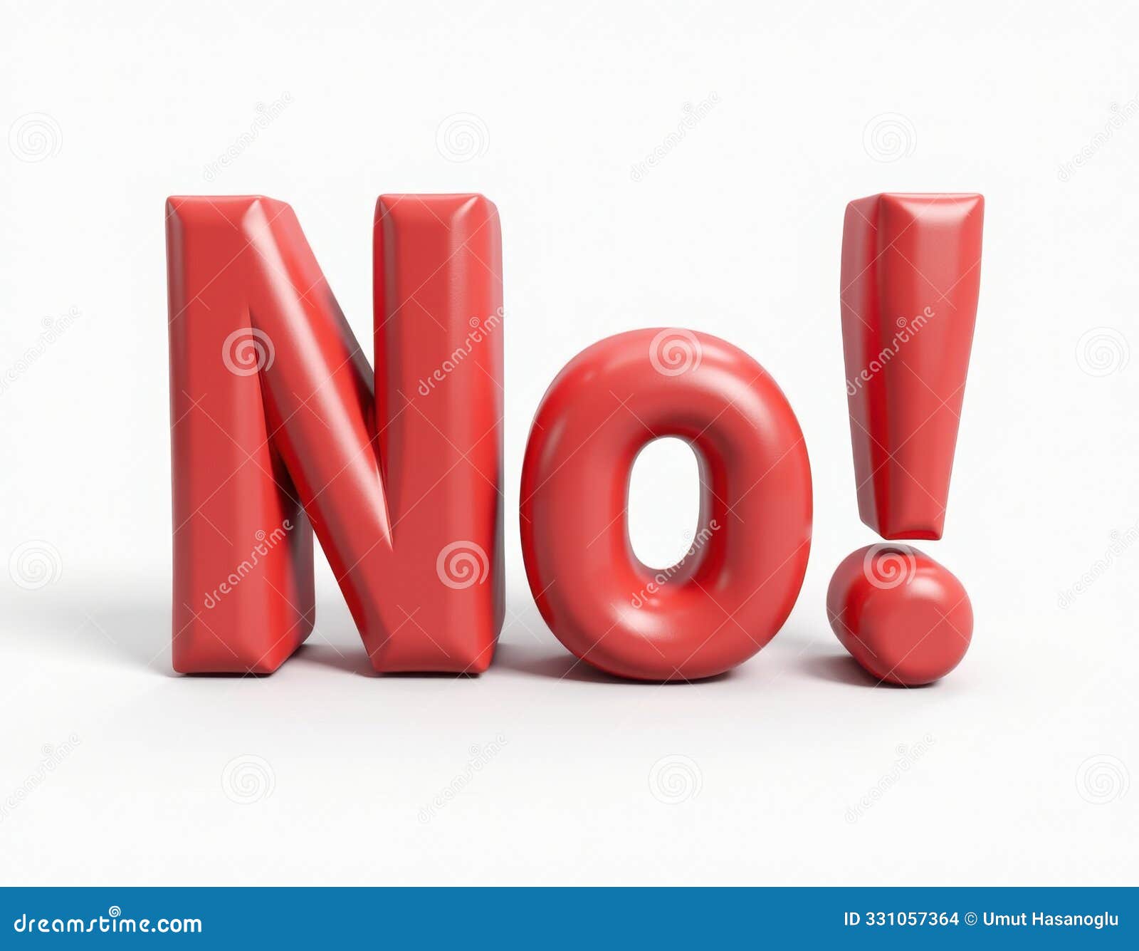 Bright Red 3D NO! Text on a White Background. Stock Illustration ...
