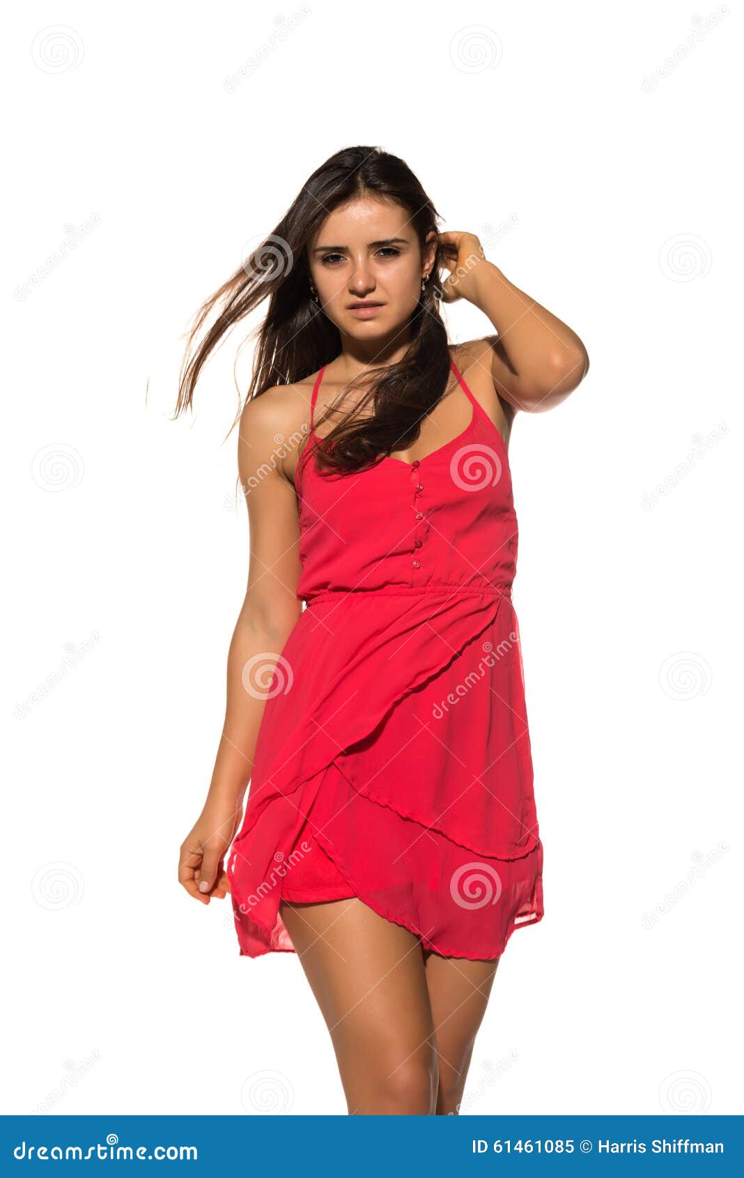 Bright red dress stock image. Image of woman, girl, beauty - 61461085