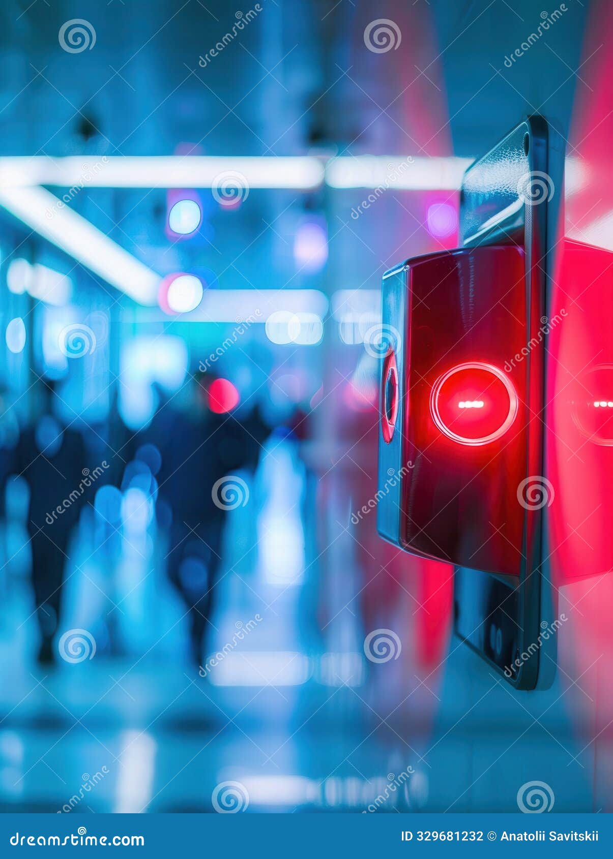 A Bright Red Fire Alarm with a Flashing Light and Button is Mounted on ...