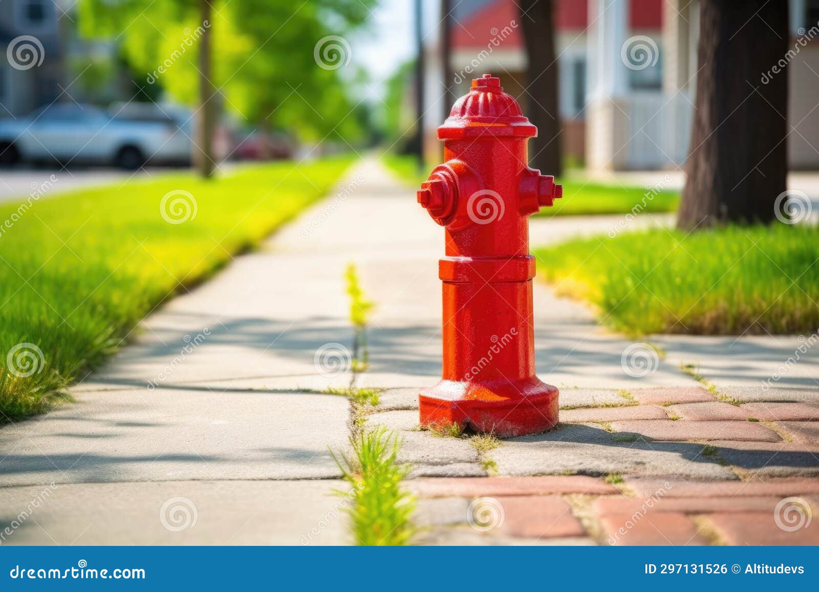 A Bright Red Fire Hydrant Located on a Sidewalk Stock Photo - Image of ...