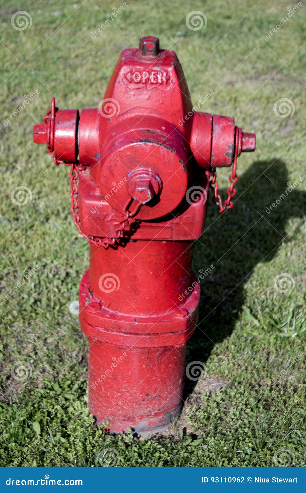 Bright red fire hydrant stock photo. Image of park, chain - 93110962