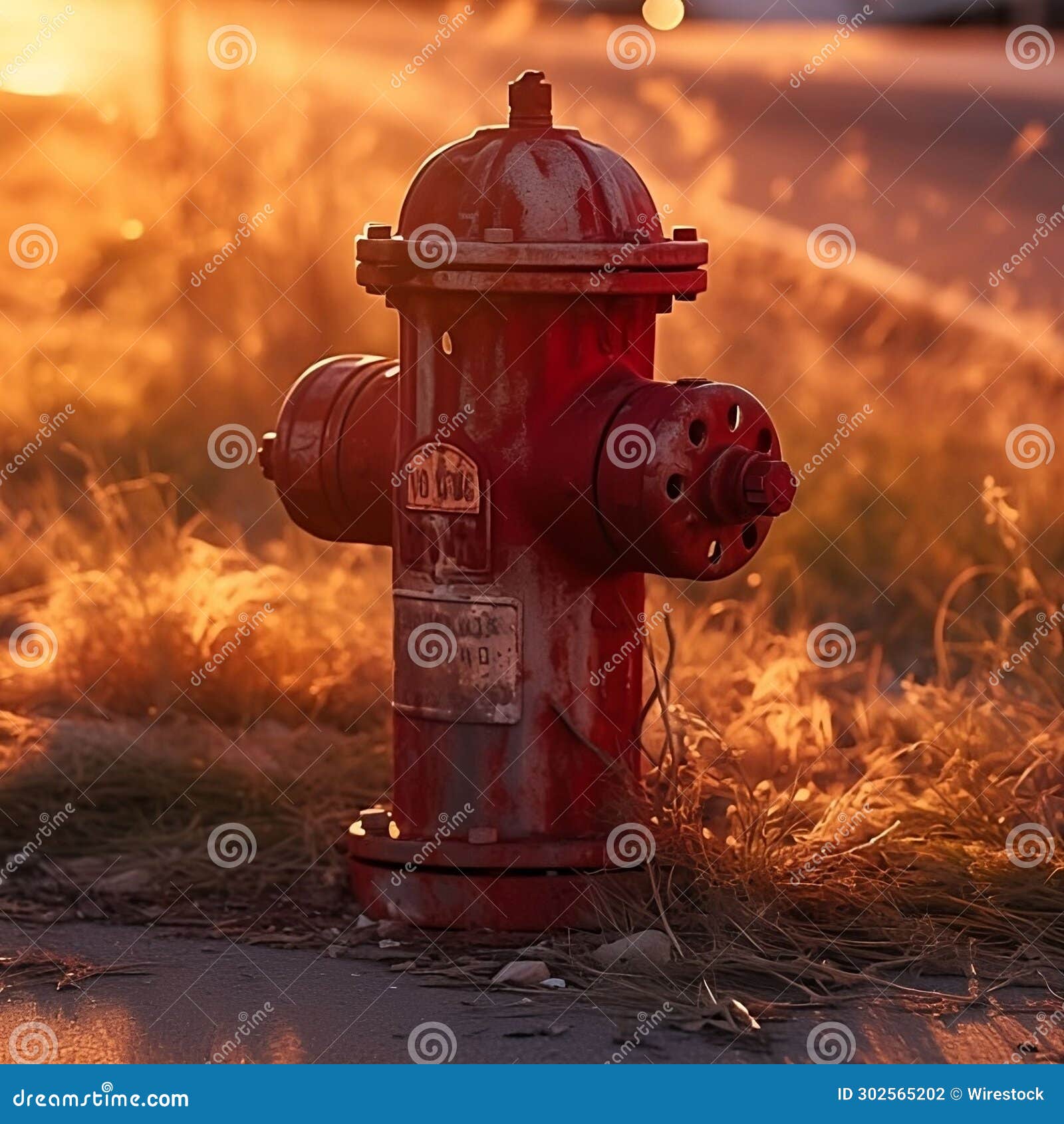 Bright Red Fire Hydrant Standing in the Foreground, Next To a Paved ...