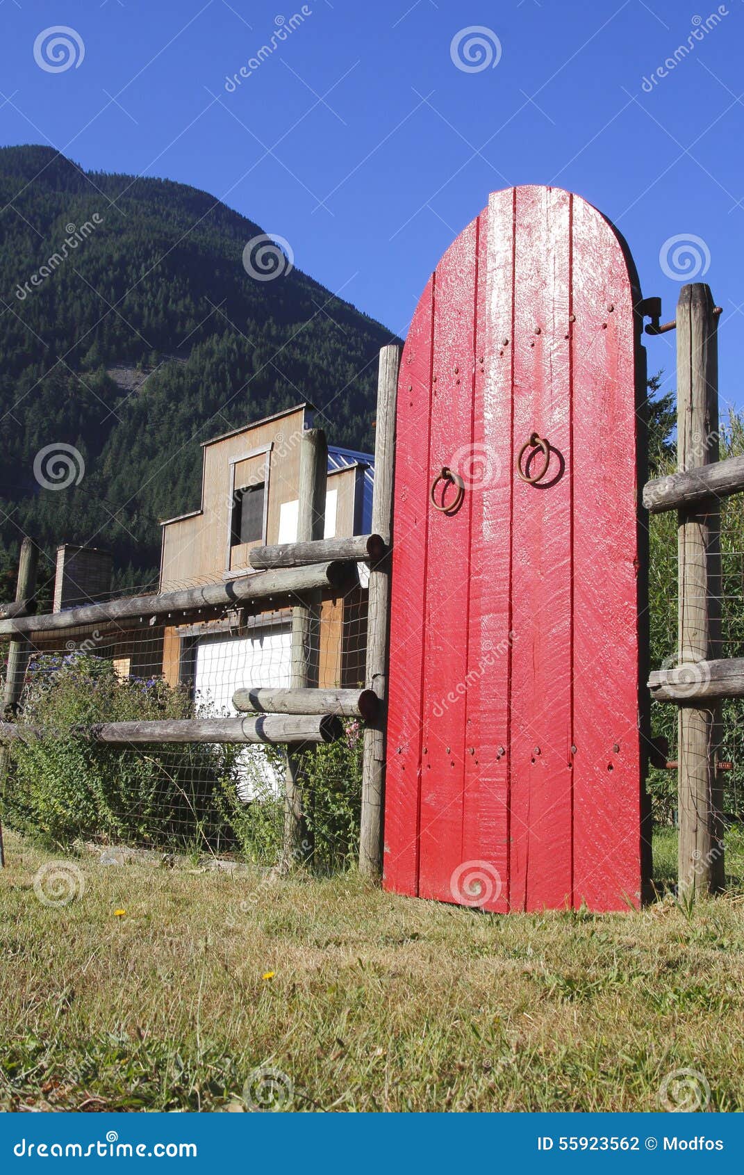 Bright Red Garden Gate stock photo. Image of unusual - 55923562