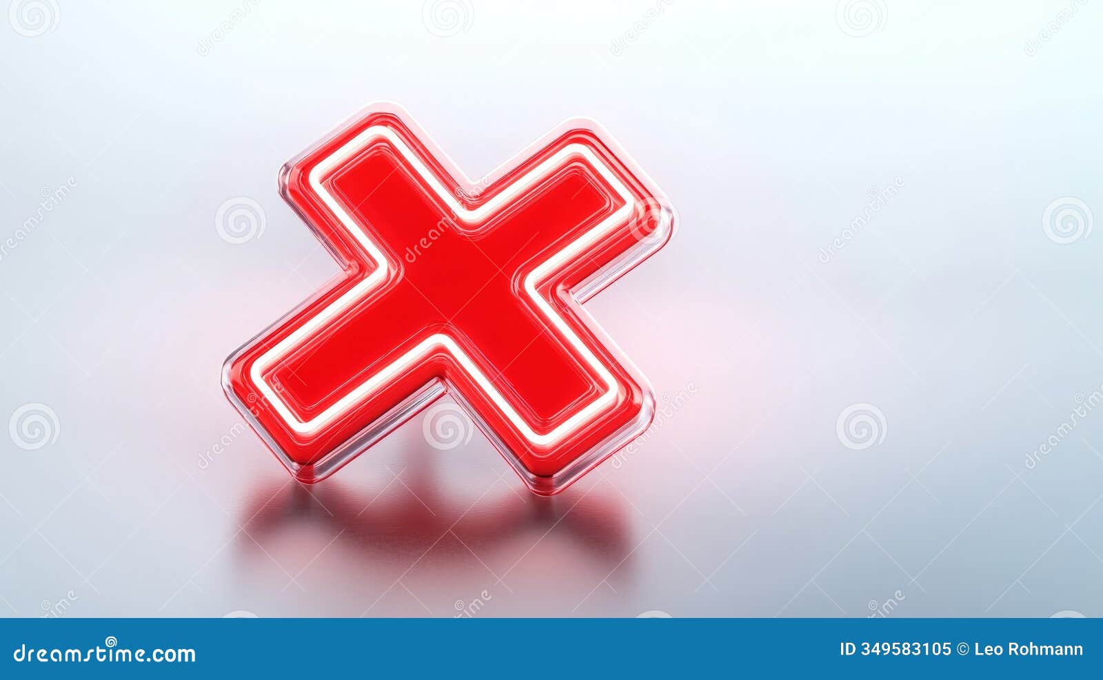 Bright Red Glowing X Icon on a Clean White Background, Representing ...