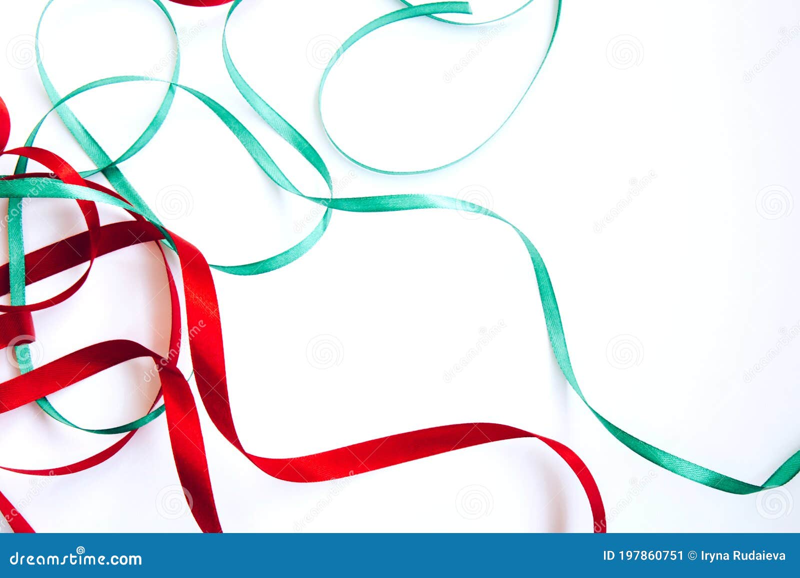 Bright Red and Green Ribbon Isolated on White Background Stock Image ...
