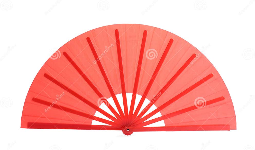 Bright Red Hand Fan Isolated on White Stock Image - Image of accessory ...