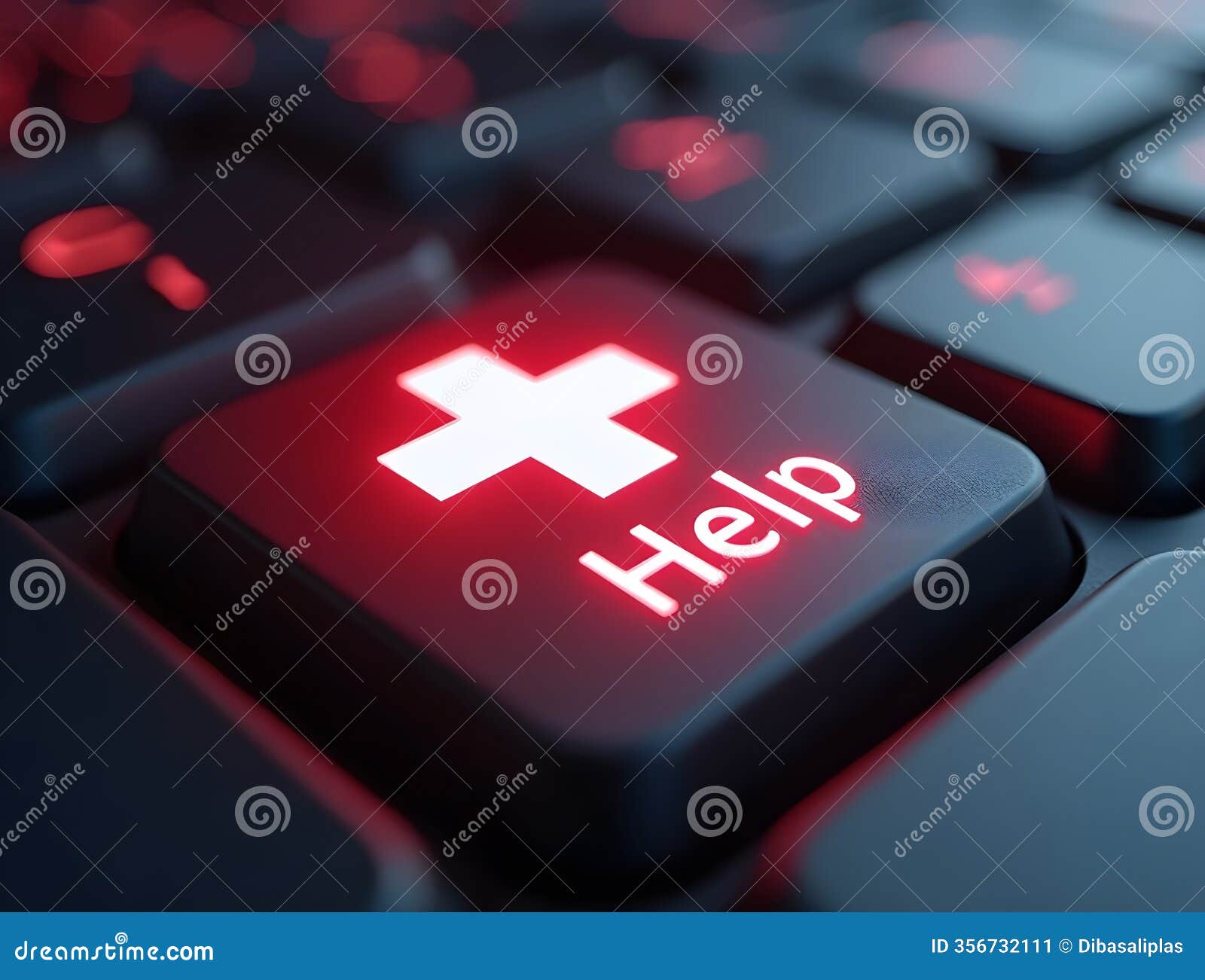 The Bright Red Help Button on a Black Keyboard Stands Out, Signaling ...