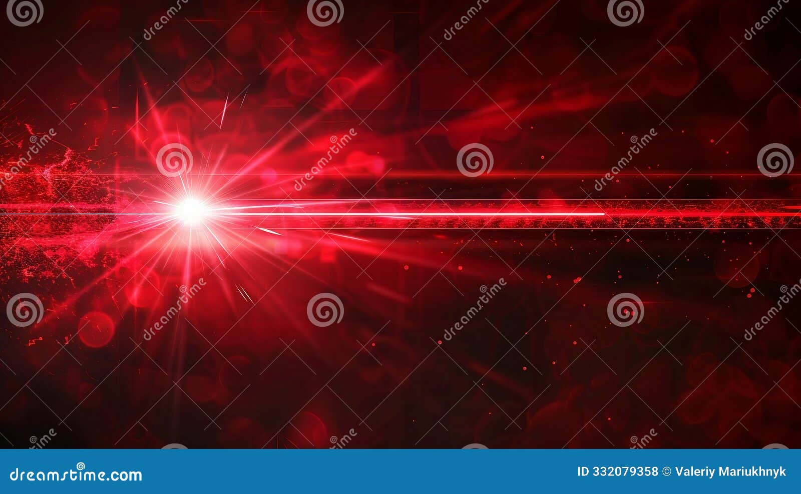 Bright Red Laser Beam and Light Burst in Dark Background with Bokeh ...