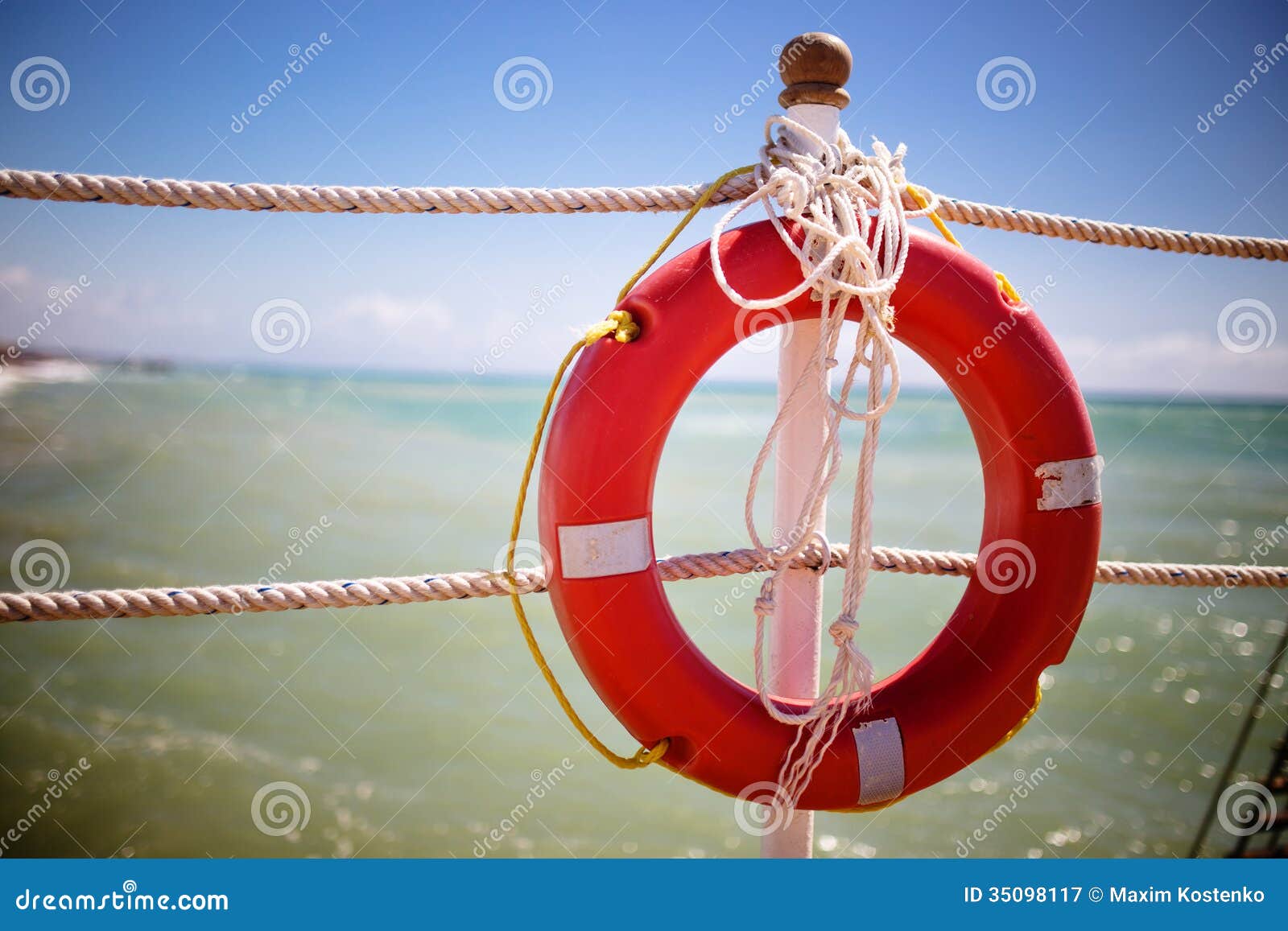 Bright red lifebuoy stock image. Image of item, safe - 35098117