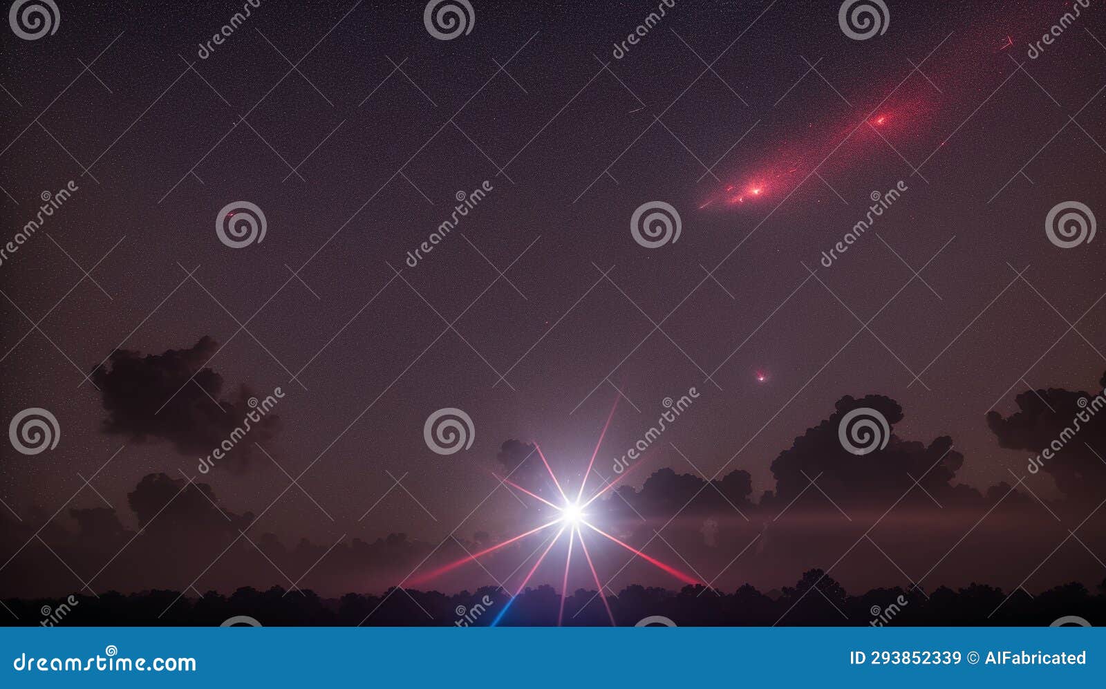 A Bright Red Light Shining in the Sky Stock Illustration - Illustration ...