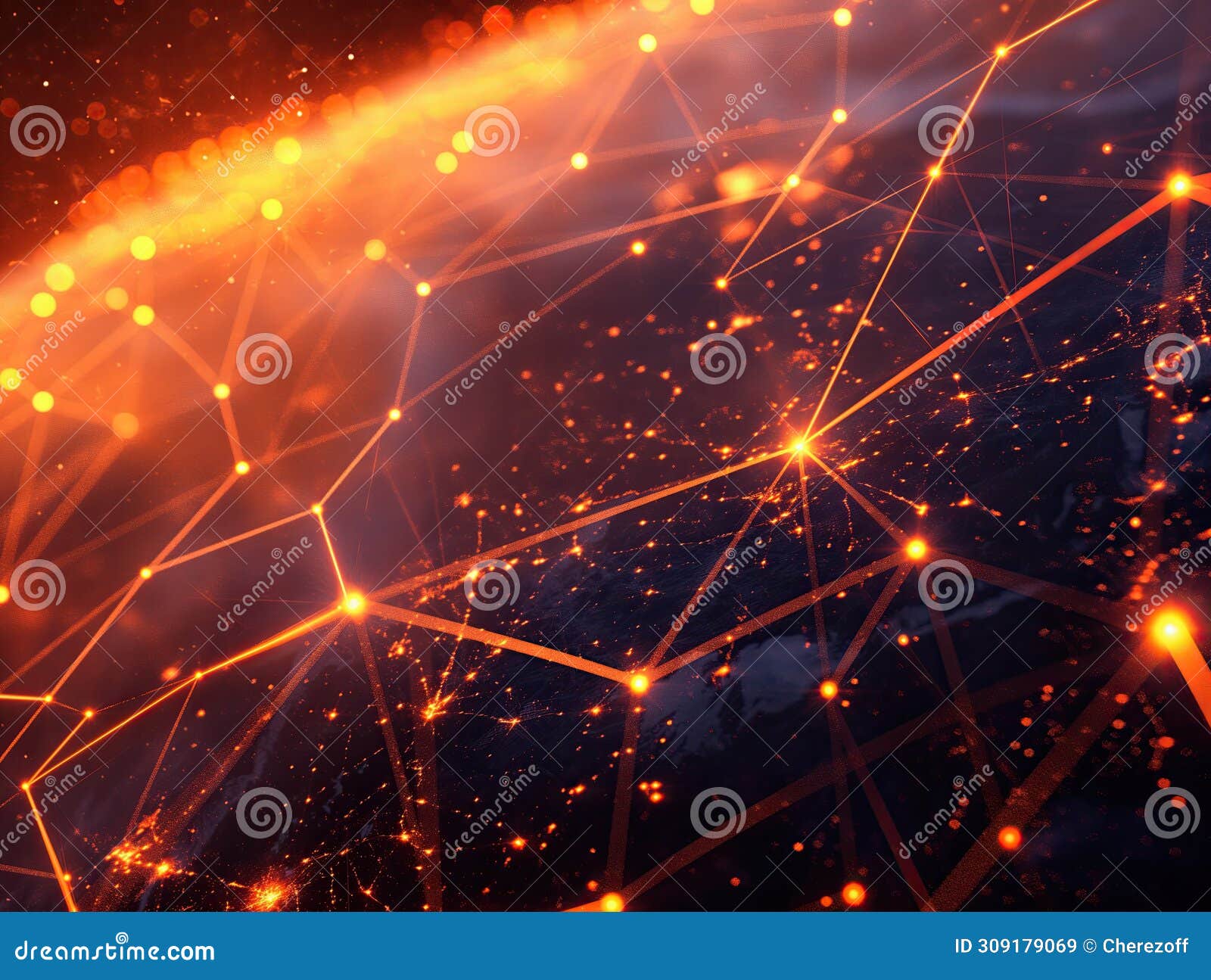 Bright Red Lines between Cities on the Surface of the Globe Stock Image ...