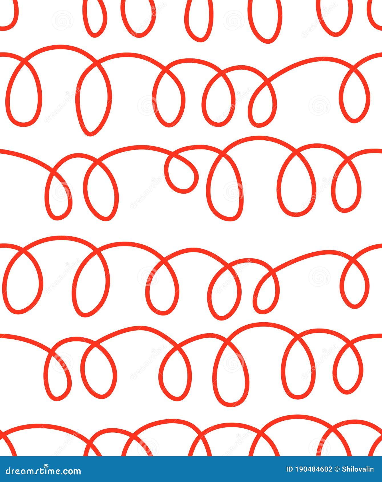 Bright Red Lines, White Background, Simple Pattern, Horizontal Loops ...