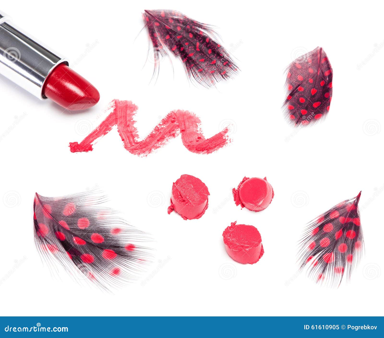 Bright Red Lipstick with Mottled Feathers Stock Image - Image of ...