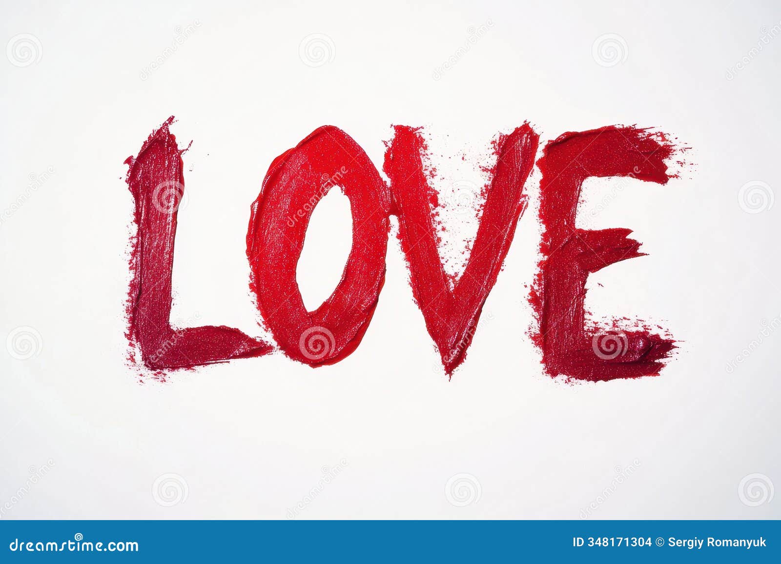 Bright Red Love Written in Lipstick on a Clean White Surface Stock ...