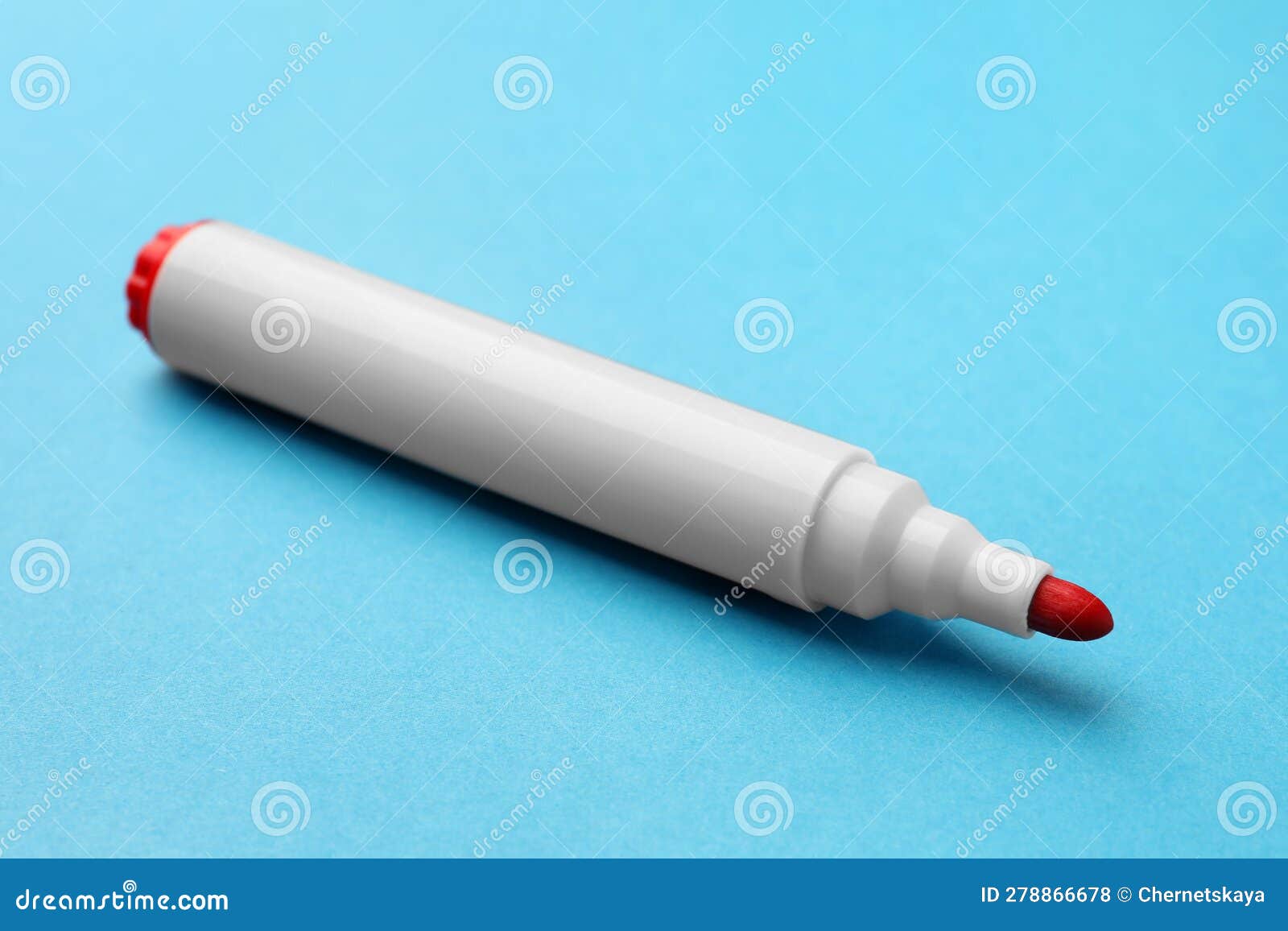 Bright Red Marker on Light Blue Background Stock Photo - Image of skill ...