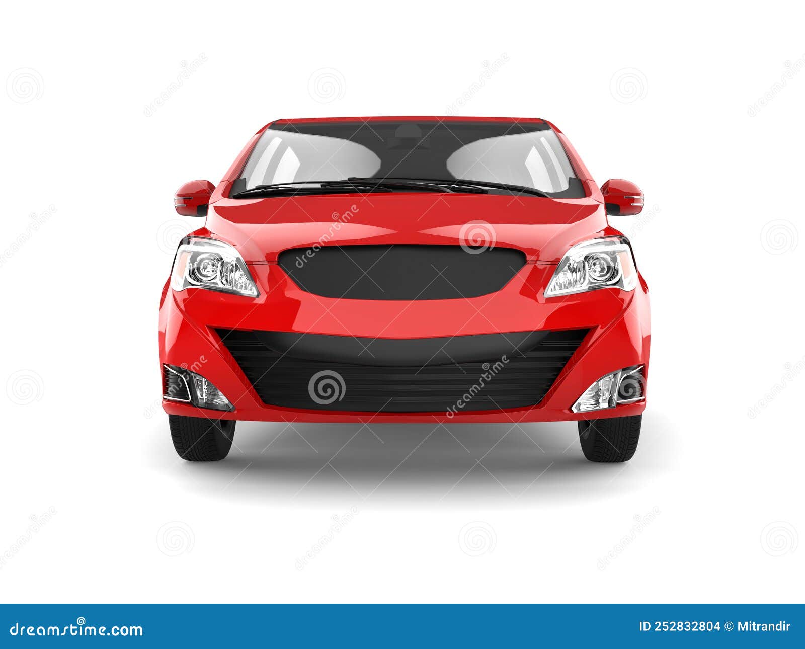Bright Red Modern Compact Car - Front View Stock Illustration ...