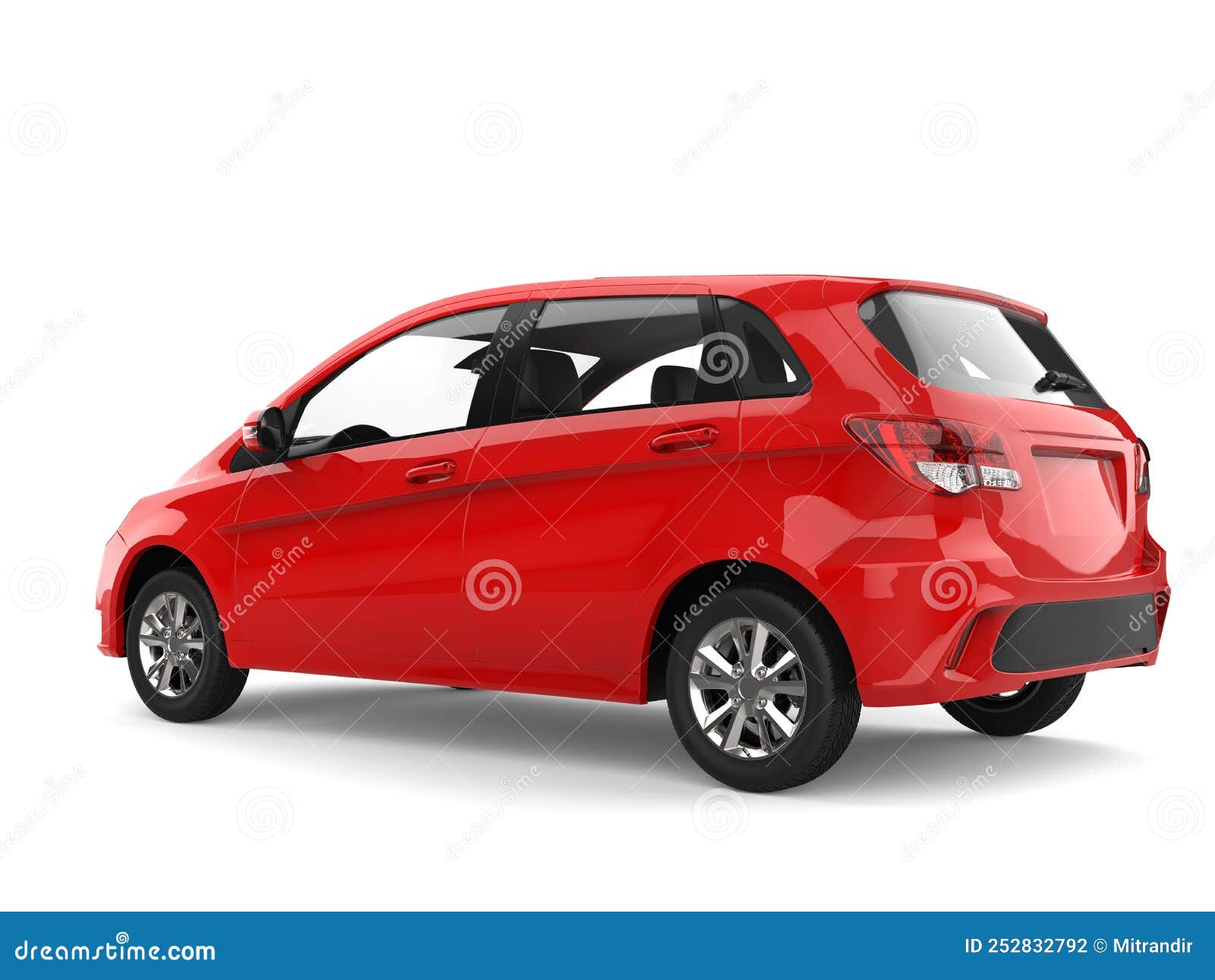 Bright Red Modern Compact Car - Side View Stock Photo - Image of drive ...