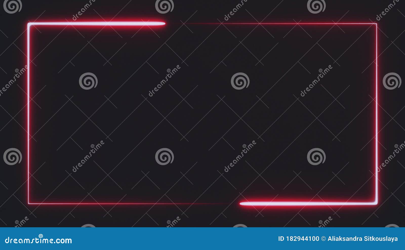 Bright Red Neon Rectangle Frame at the Screen Edge Formed by a Couple ...