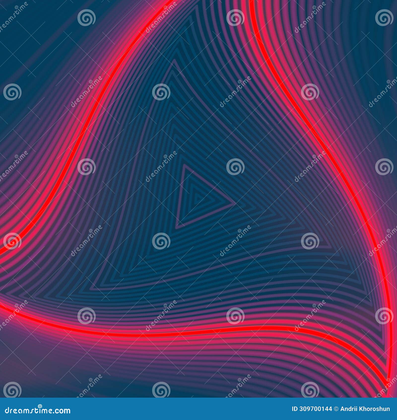 Bright Red Neon Stripes of Light in the Form of Triangles on a Dark ...