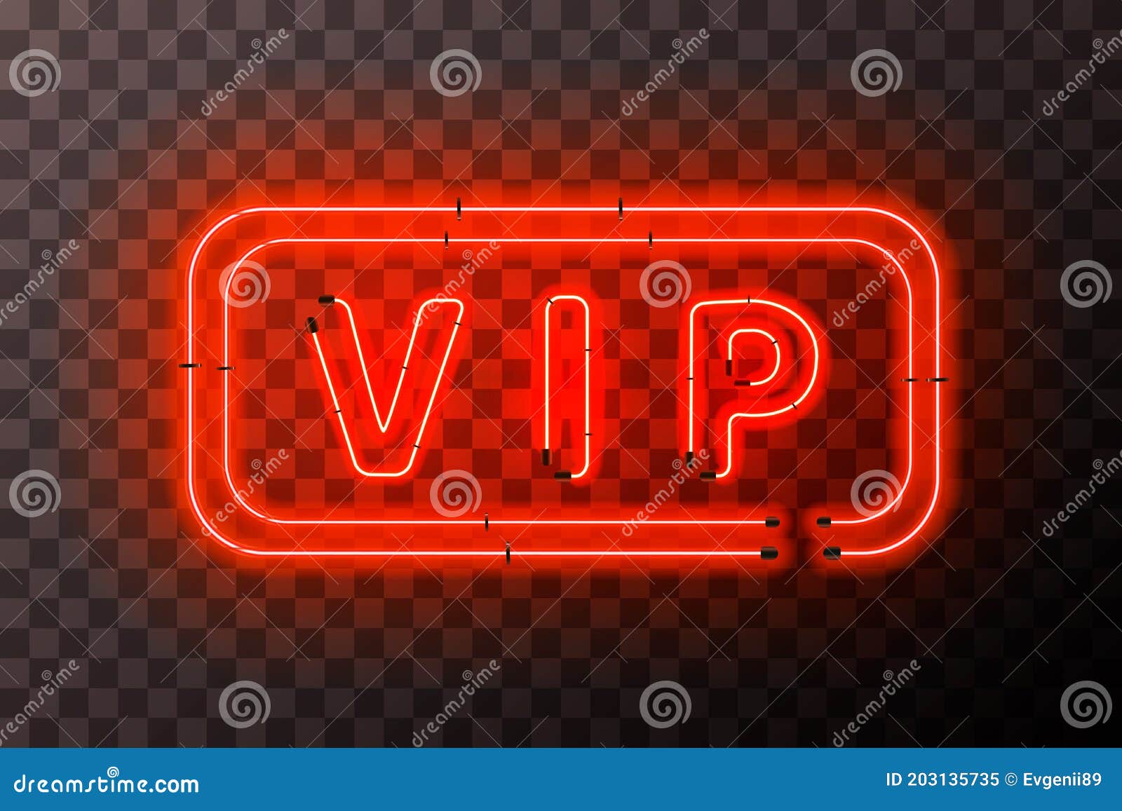 Bright Red Neon VIP Sign with Rectangle Frame on Transparent Stock ...