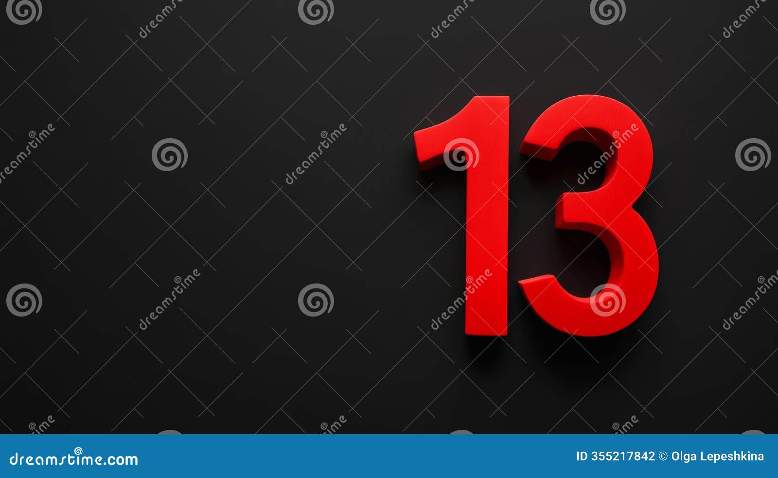 Bright Red Number 13 on a Black Minimalistic Background, a Bold ...