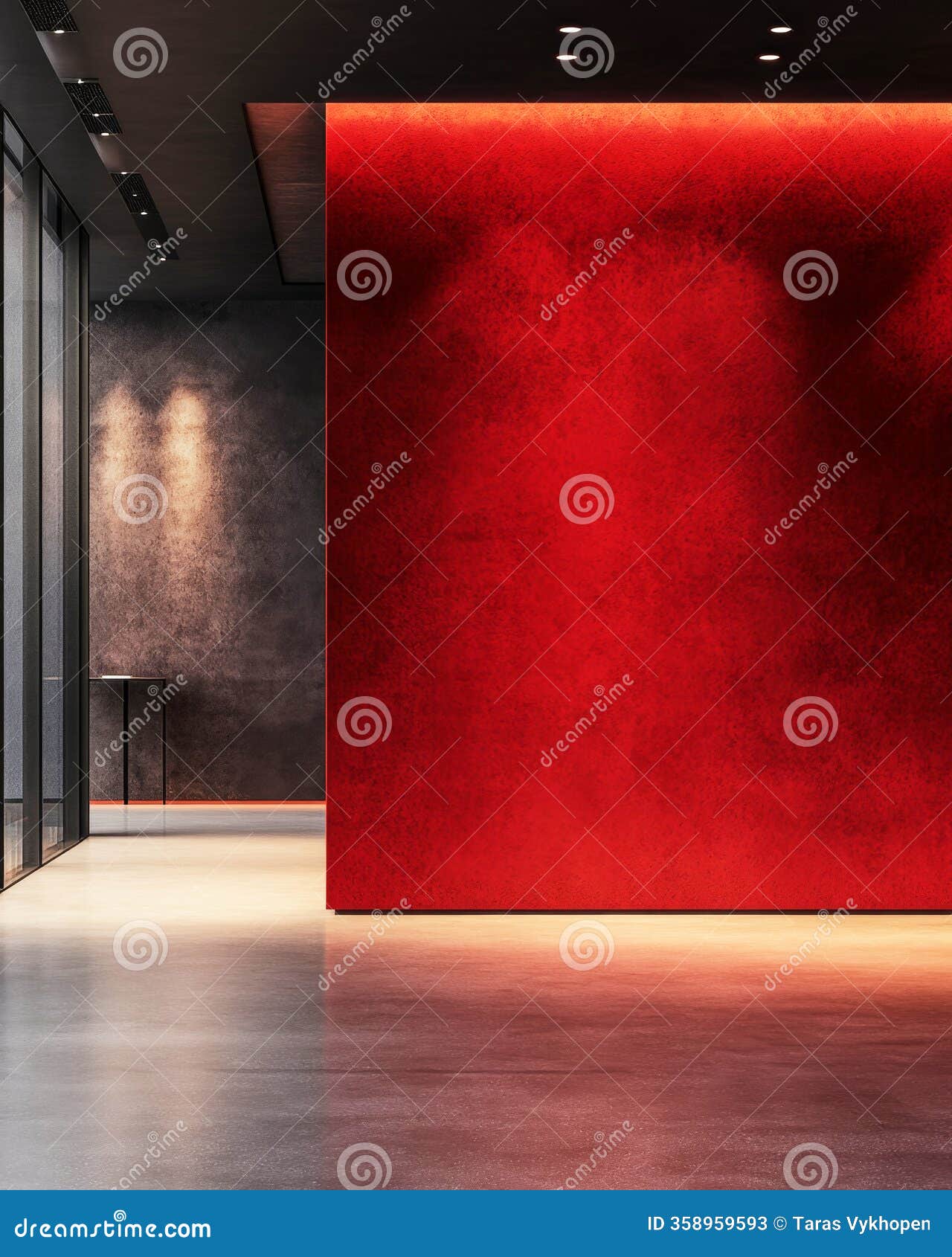 Bright Red Office Wall Enhances Modern Commercial Space with ...
