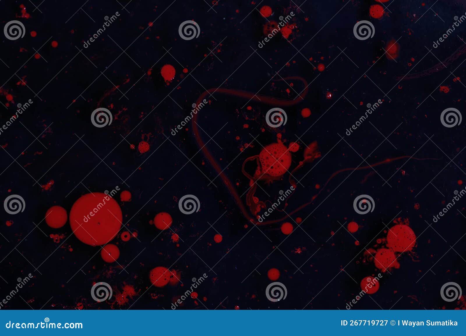 Bright Red Paint Splashes on a Thinner Solution Forming an Abstract ...